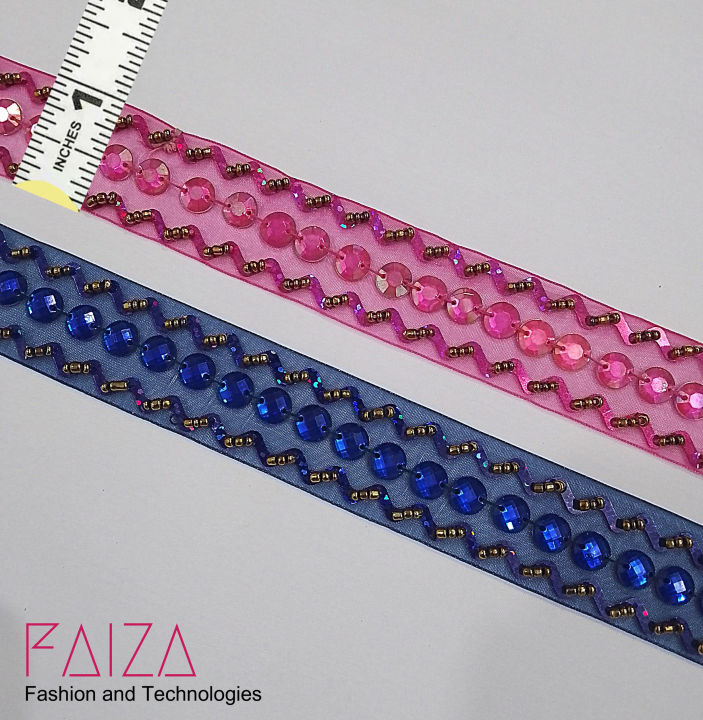 1 Yard/Gaz Fancy Sequin, crystal and Moti work Attractive Jali Lace ...