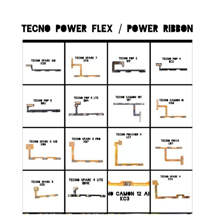 TECNO Power Switch On Off Volume Button Connector Ribbon Flex Cable ...