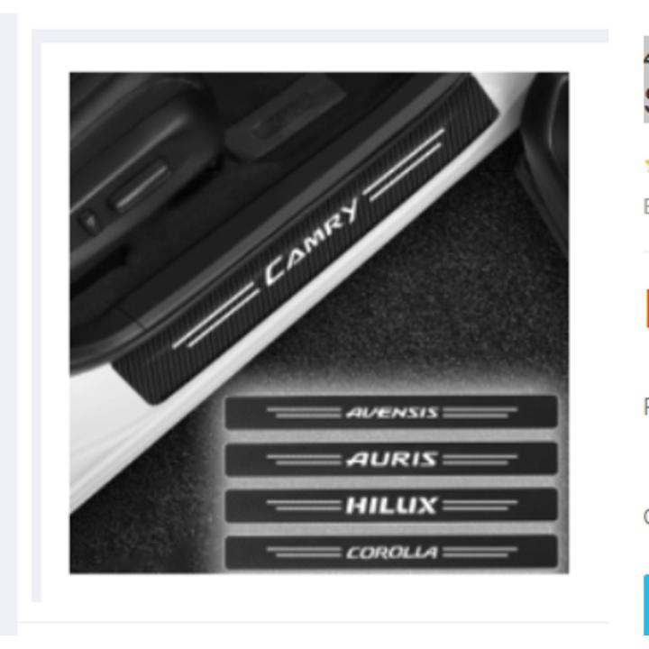 4Pcs Carbon Fiber Car Door Threshold Sill Sticker For Toyota hilux ...