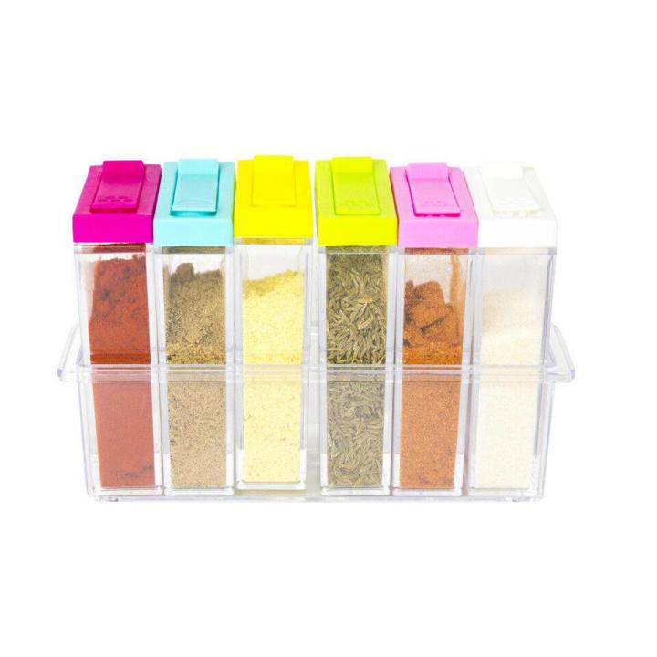 SEASONING SIX PIECE MASALA SET - CRYSTAL SPICE RACK STORAGE | Daraz.pk