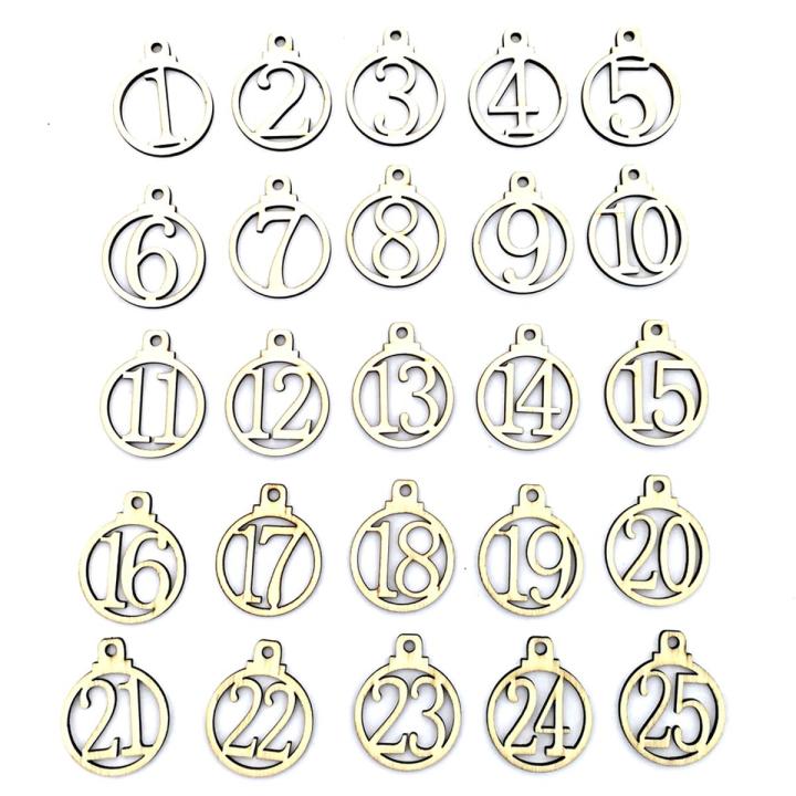 1-25 Vintage Wooden Christmas Countdown Advent Calendar Number DIY Gift ...