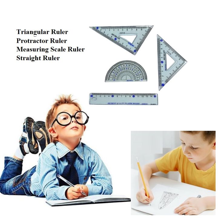 Plastic Ruler Set Math Geometry Tool Set Measuring Set Protractor ...