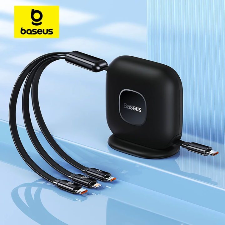 Baseus Traction Retractable 3in1 Cable Desktop OrganizerTypeC to Micro ...