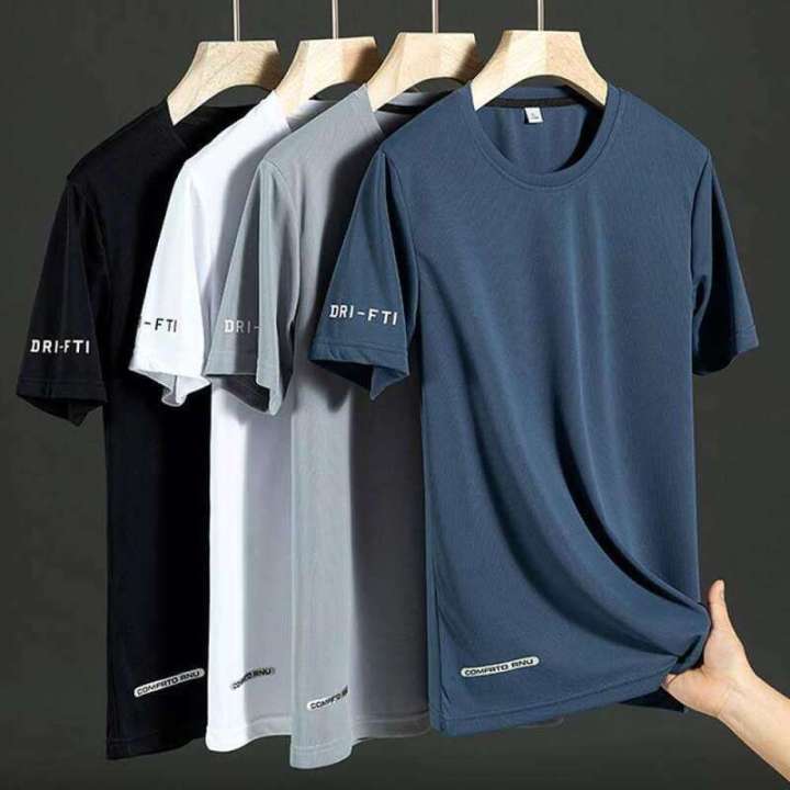 Men t Shirt Round Neck Short Sleeve T Shirt Plus size Quick Dry Sport ...