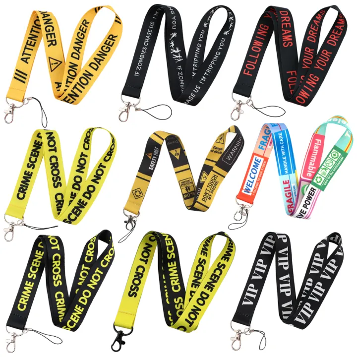 YQ1221 Warning Sign Keychain Lanyard VIP Phone Rope Crime Scene Neck ...