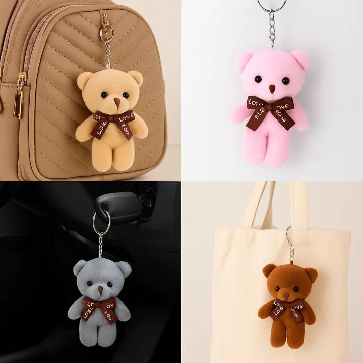 Mini Teddy Bear Keychain – Soft Plush Key Ring Toy for Bags, Gifts ...