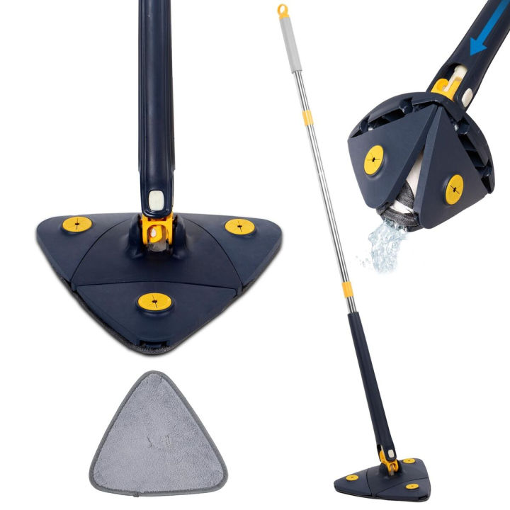 Triangle Flat Mop with Self-Squeeze System,| 360° Rotating Cleaning Mop ...