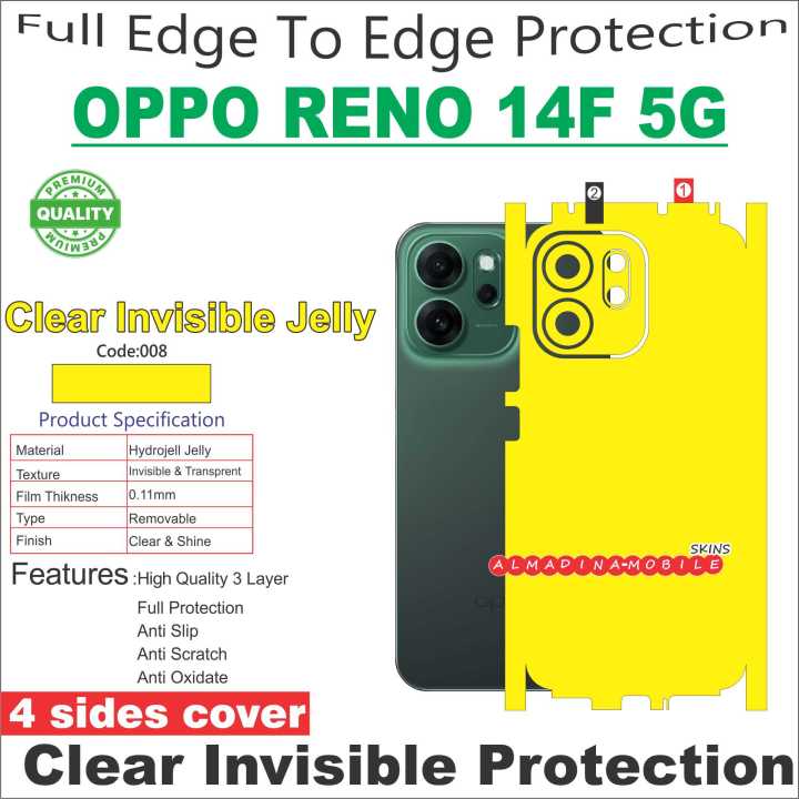 Oppo Reno 14F 5G Invisible Full Back Jelly Protector Soft Clear TPU ...