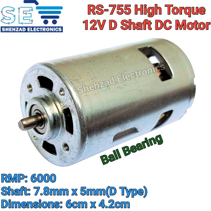 RS-755 High Torque 12V DC Motor | Professional 6000 RPM Ball Bearing ...