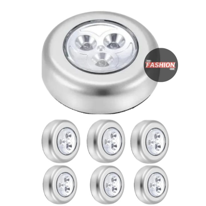 (PACK OF 6) Mini Wireless LED Light Push Touch Lamp Kitchen Cabinet ...