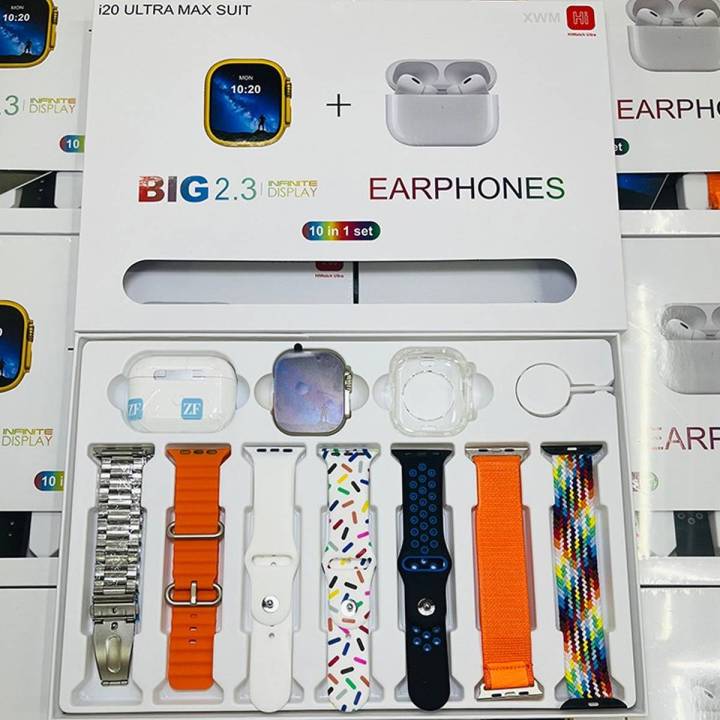 I20 Ultra Max suit Smart Watch 10 in 1 box 2.3inch large screen with 7 ...