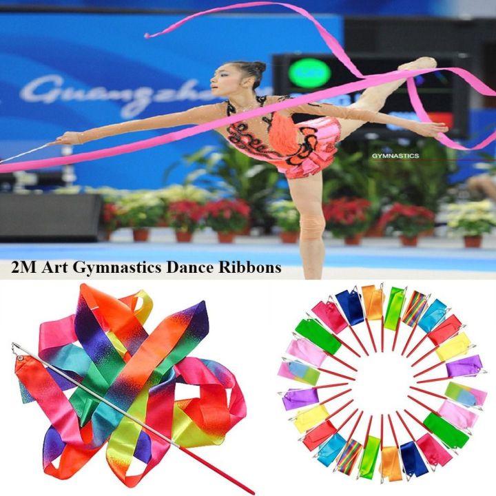 2M Twirling Rod Ballet Streamer Rhythmic Art Training Dance Ribbon ...