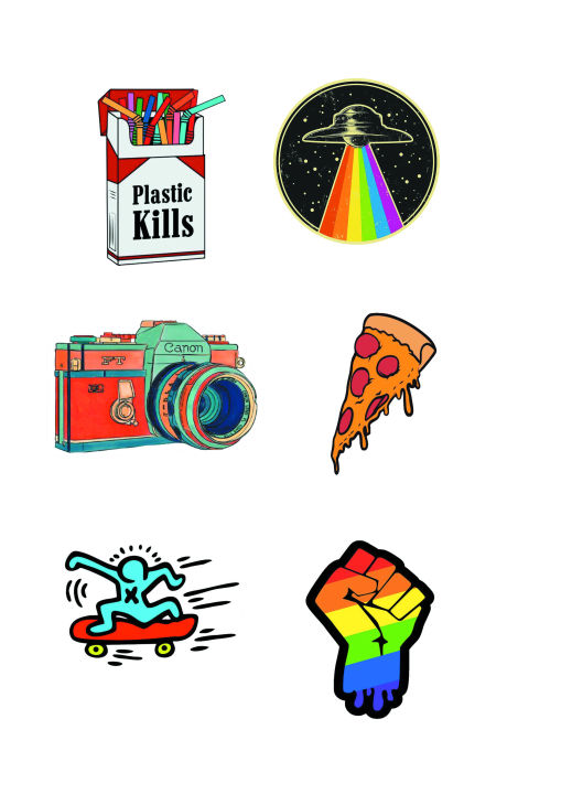 Pack of 6 Pop Culture Stickers for Laptop - Aesthetic Art Stickers -for ...
