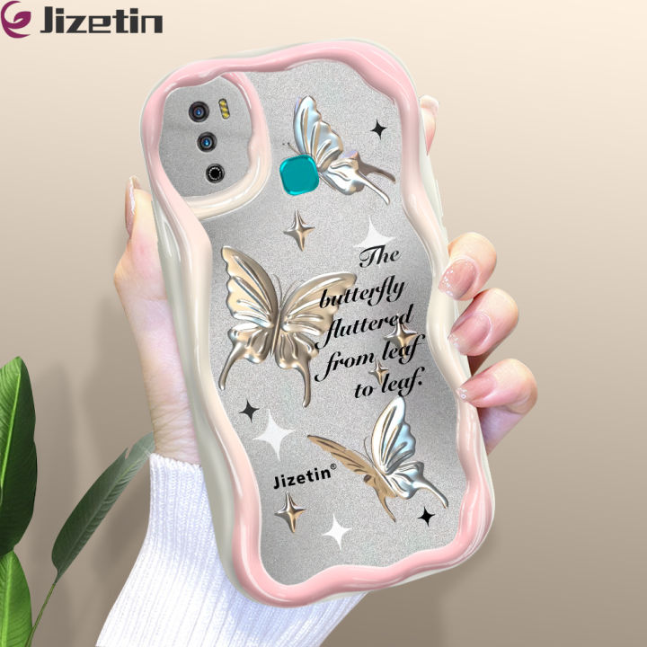 Jizetin for Infinix Hot 9 Play X680 Back Cover Cartoon Golden Butterfly ...