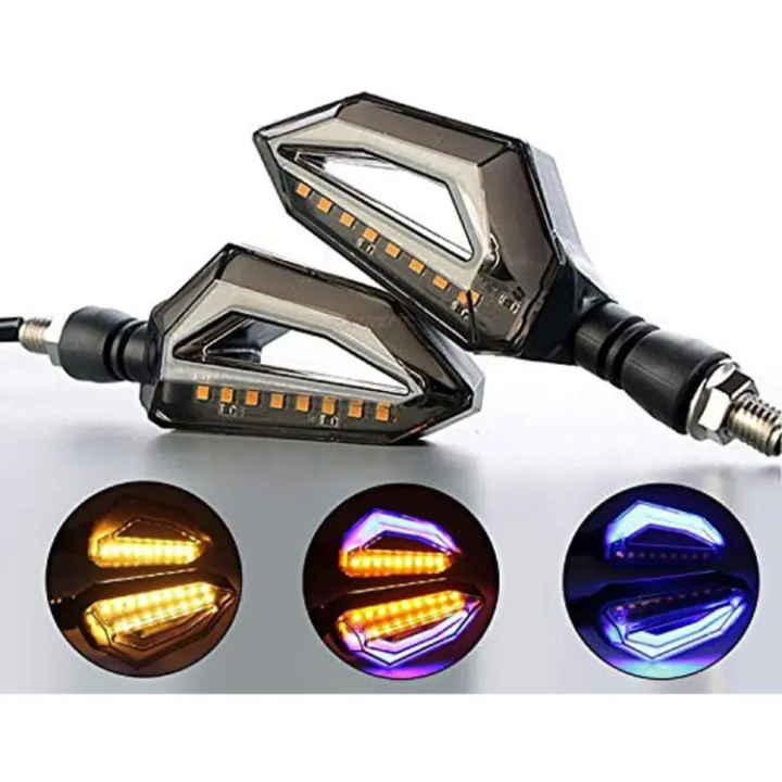 4 pcs Universal Motorcycle bike DRL INDICATOR WITH FLOW LIGHT Lava ...