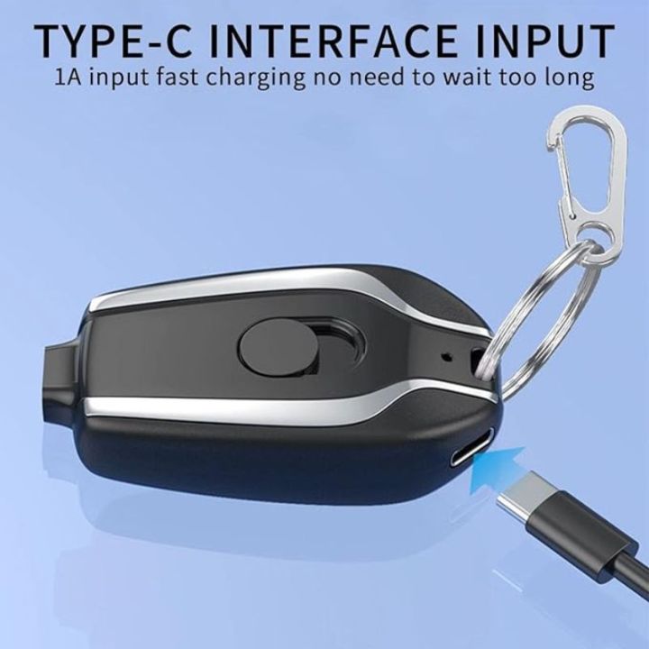 "Keychain Power Bank – 1500mAh Mini Charger for iPhone, Android, Type-C ...