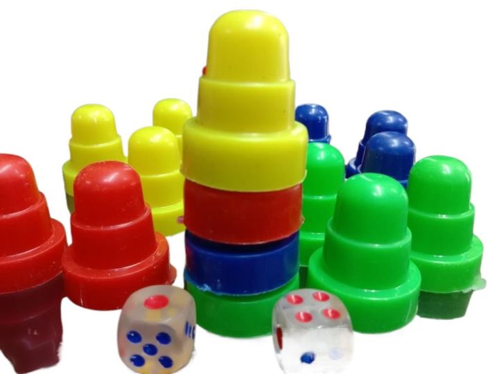 19 Pcs Large Size Ludo Goti Set with Crystal Dice | Large Size Pawns ...