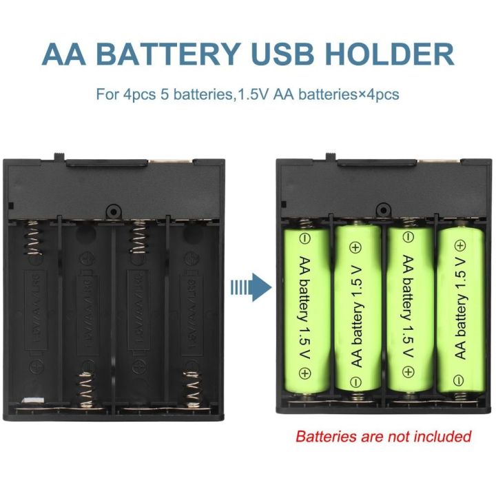 NEW AA Battery USB Battery Pack Long Lasting Universal Power Supply 5V ...