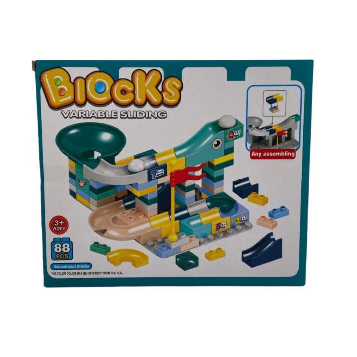 88 Pieces Large Size Track Maze Marble Run Variable Sliding Building ...