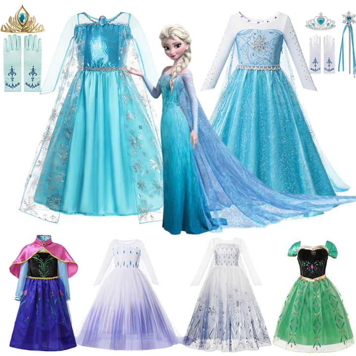 Frozen Snow Queen Elsa Dresses for Girls Costumes Kids Cosplay Anna ...