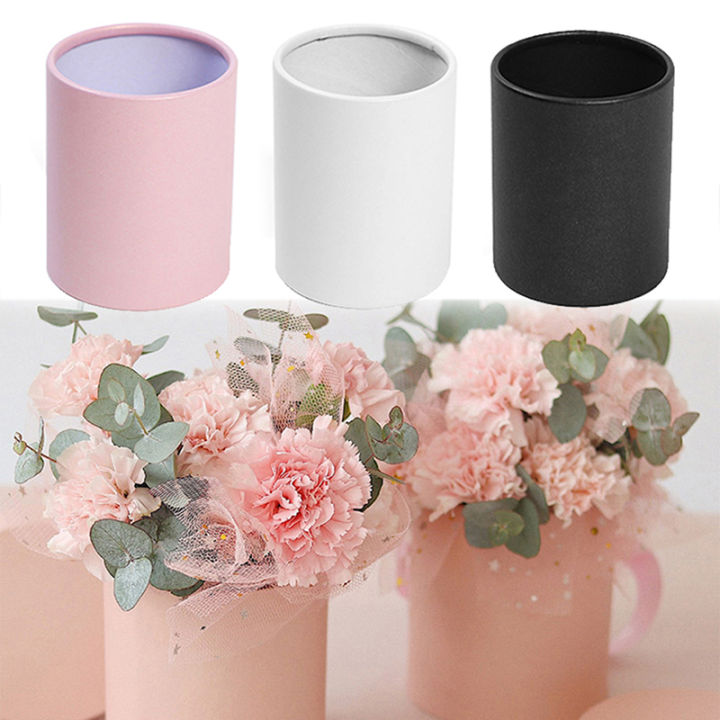 Mini Flower Box Round Rose Bouquet Bucket Boxes Wedding Party Table ...