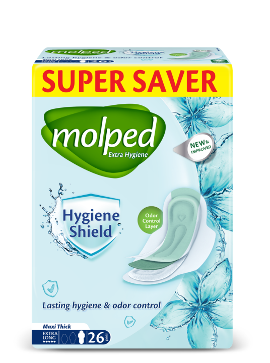 Molped Maxi Hygiene Shield Extra Long Trio Pack - 26 Pads | Daraz.pk