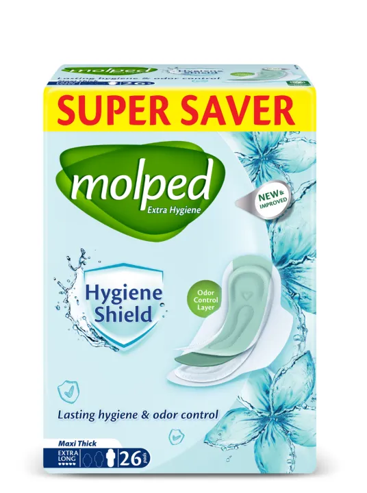 Molped Maxi Hygiene Shield Extra Long Trio Pack - 26 Pads | Daraz.pk