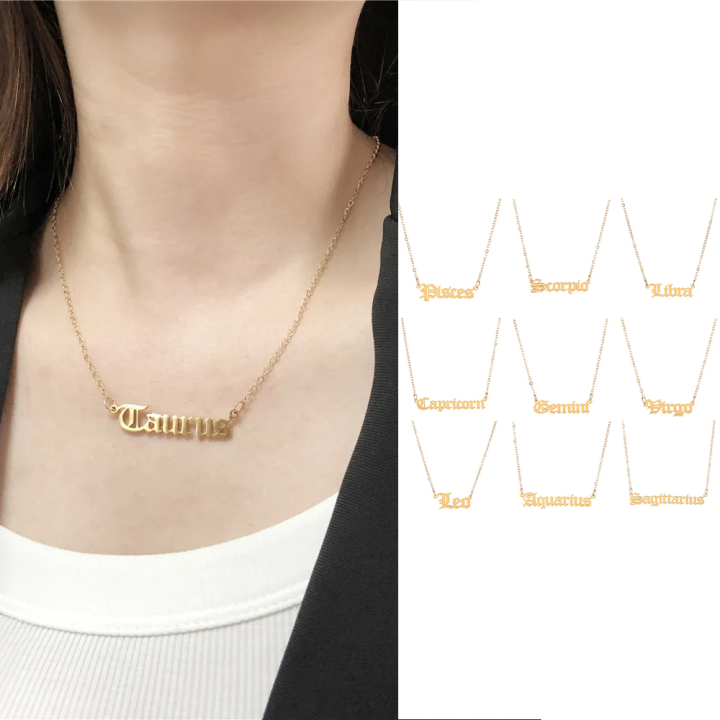 New 2024 Female Stainless Steel Twelve Constellation Necklace Simple ...