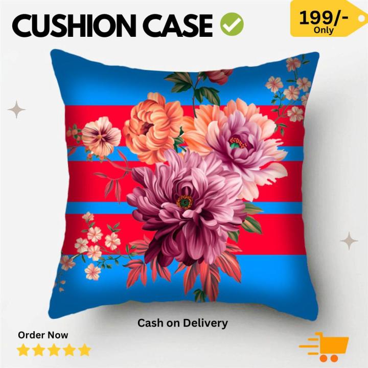 Cushion Covers Raw Silk Fabric Digital printed 15x15 Gadi cover gadi ...
