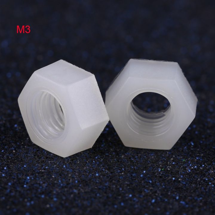 100 pcs M2-M8 Nylon Hex Nut Metric Thread Hexagon Fastener Professional ...