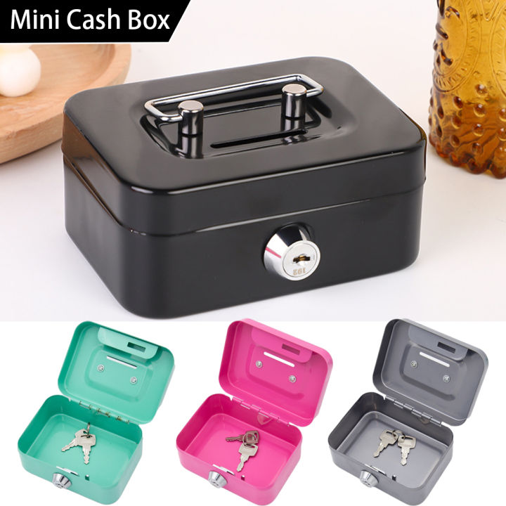JM Small Money Safe Box Lockable Cash Box with Keys Portage Metal ...