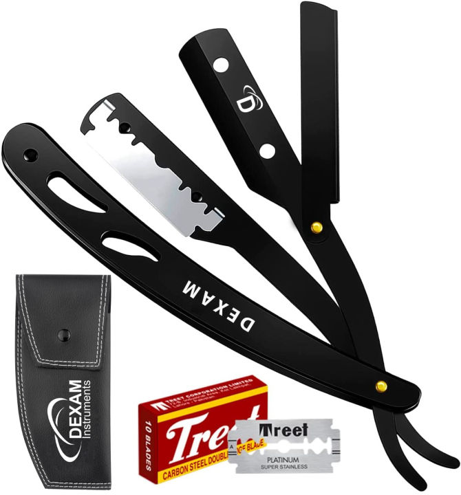 DEXAM Shaving Razor Professional Cut Throat Straight Razor Black Multi ...
