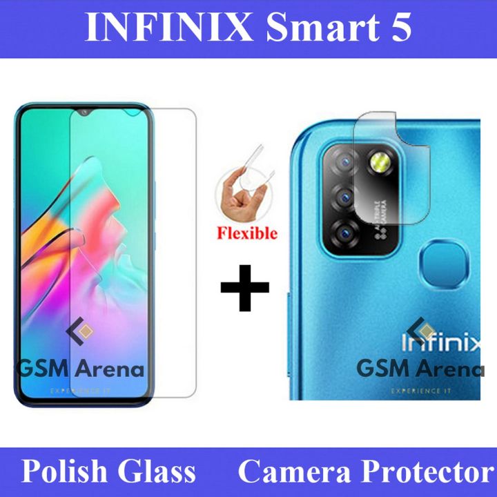 Infinix Smart 5 Tempered Glass Screen Protector Polish Glass + Back ...