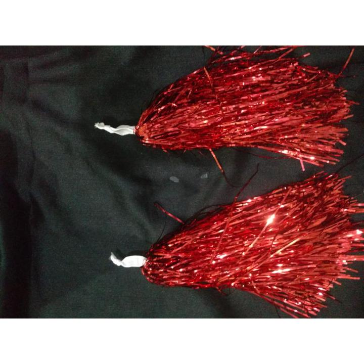 10 pair approx 13 inch Long Red Foil Cheerleader Pom Pom for kids elder ...