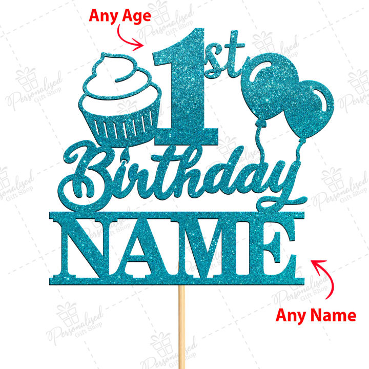 PERSONALISED Custom 1st Birthday Baby Cake Topper For Kids Party ...
