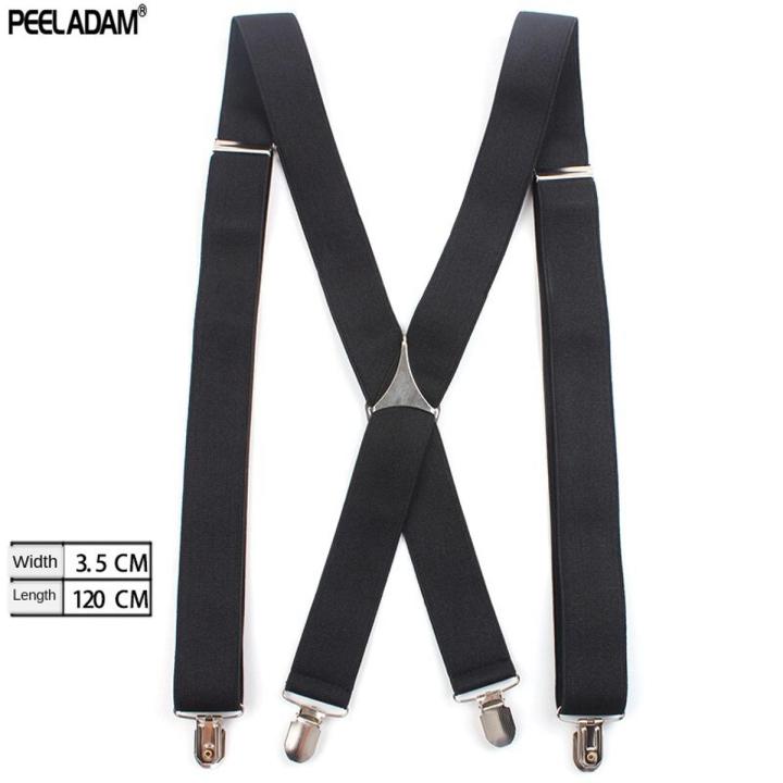 【BestGO】Adjustable Elasticated Suspender Straps X Shape Clip-on Men's ...