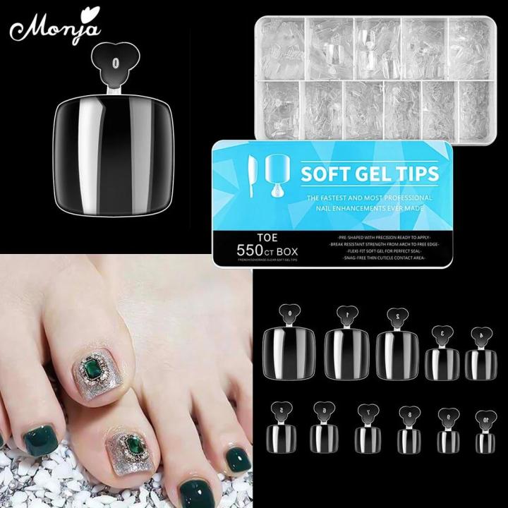 Clear Salon Foot DIY Gel UV Cover Full Box False/Monja550PCS Nail Toe ...