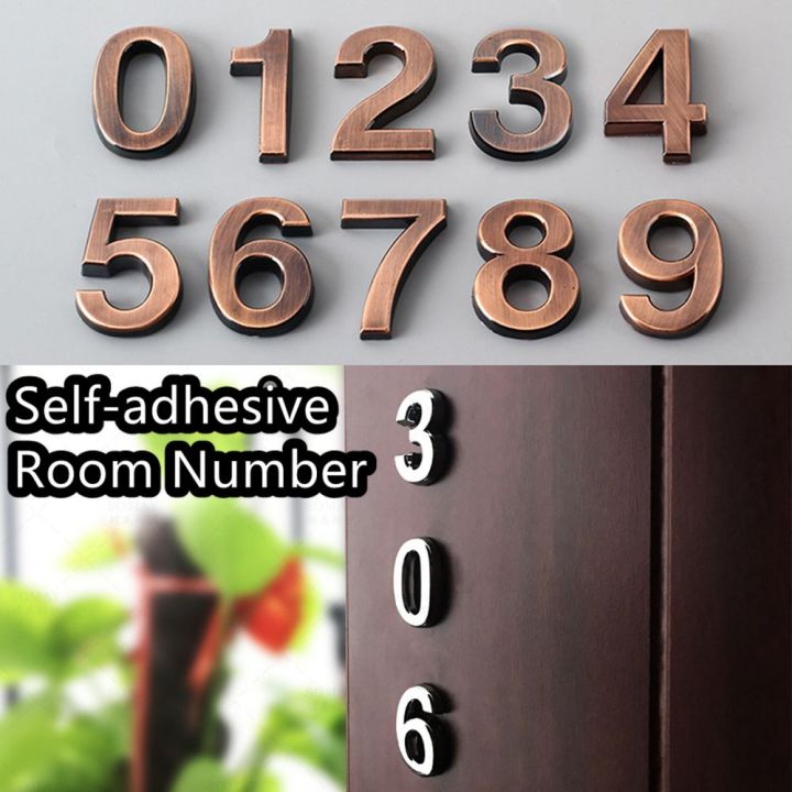1 PC Waterproof ABS Plastic Bronze Numeral Address Sign Digits Sticker ...