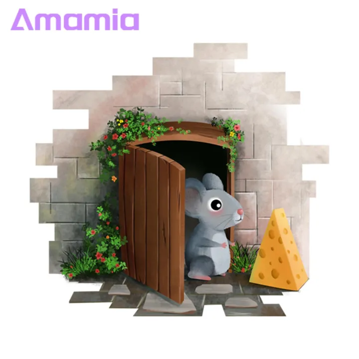 Amamia Sticker Decal Eye-catching Fairy Tale Mouse Hole Stickers | Daraz.pk
