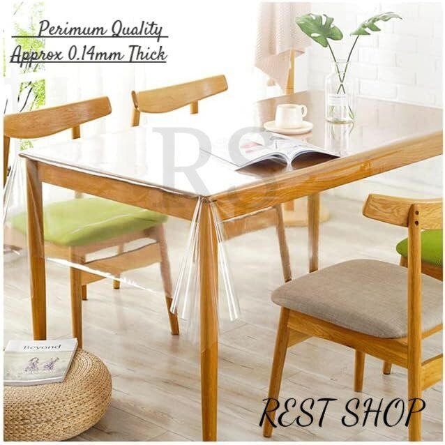 Soft PVC Approx 0.14mm thick Transparent Clear Dining Table Cloth / Cover Plastic Table Cover ...