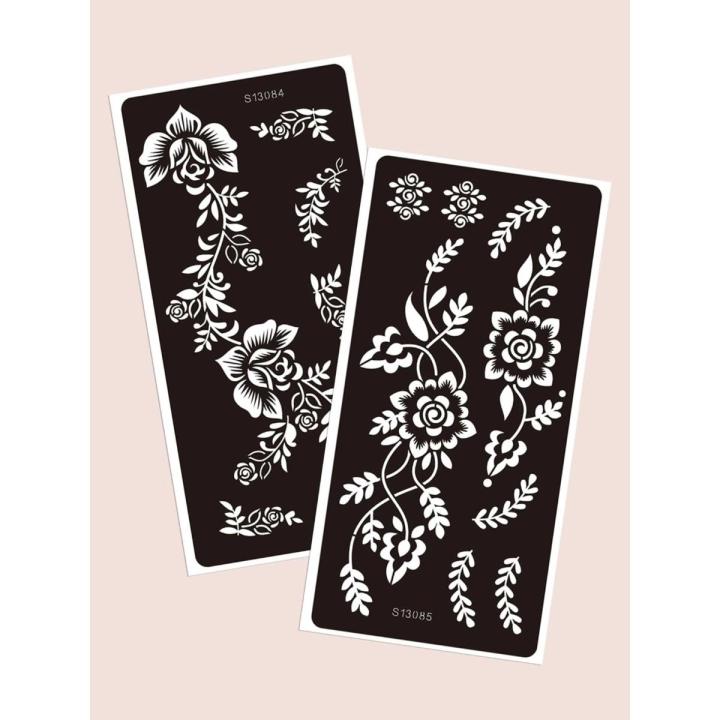 2sheets Floral Pattern Tattoo Stencil | Daraz.pk