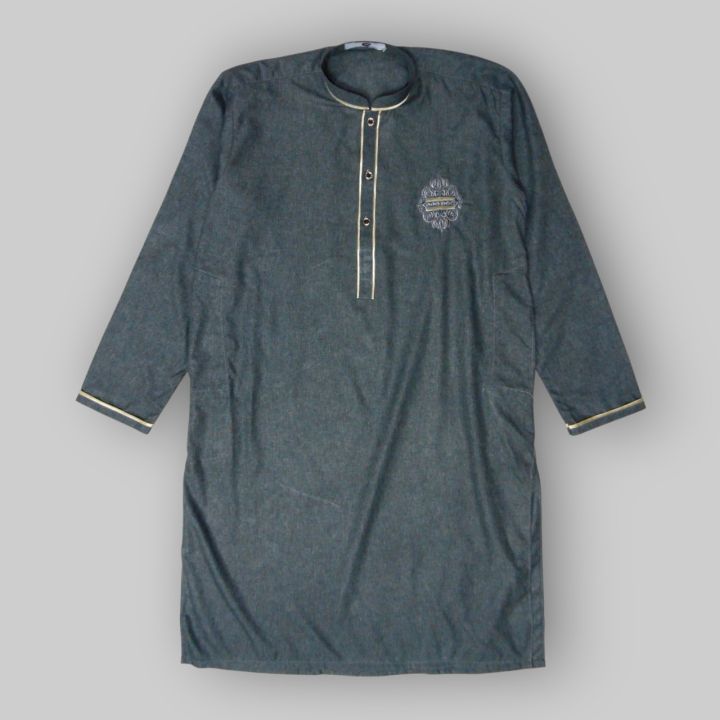 Plain with subtle texture Pattern Grey Kurta For Men in Maloki Stuff ...