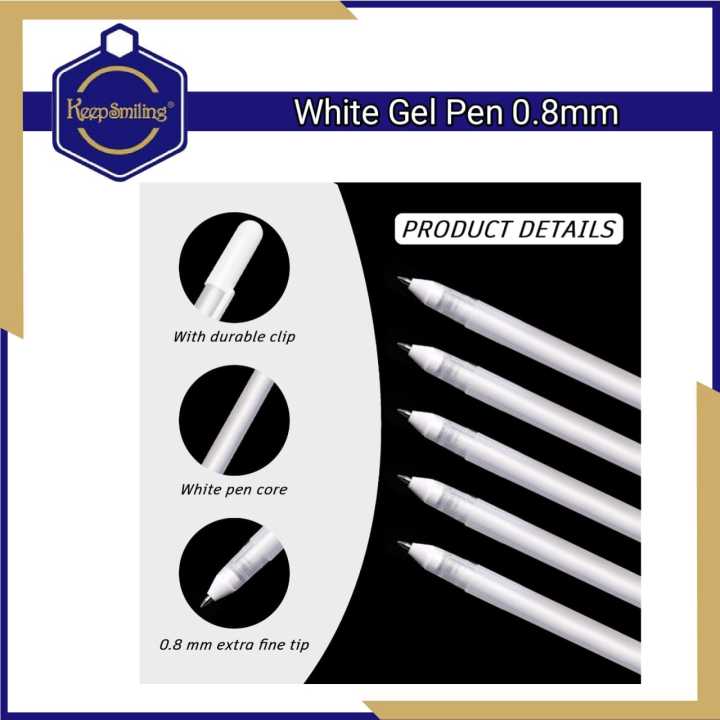 Keep Smiling White Gel Pen, 1 Pcs White Pens for Art 0.8mm Fine Point ...