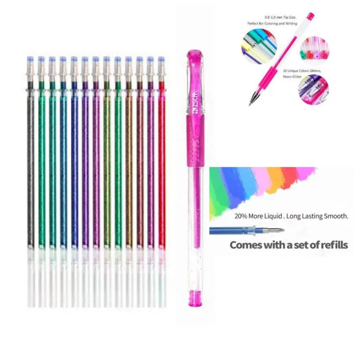 Glitter pen with 36 refills & 3 pens - fun writing -glittery writing ...