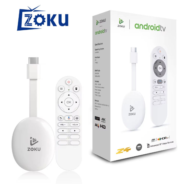 Zoku Z4 Android 14 Smart Dongle Stick 2GB 16GB ROM Dual WiFi6 BT Voice ...