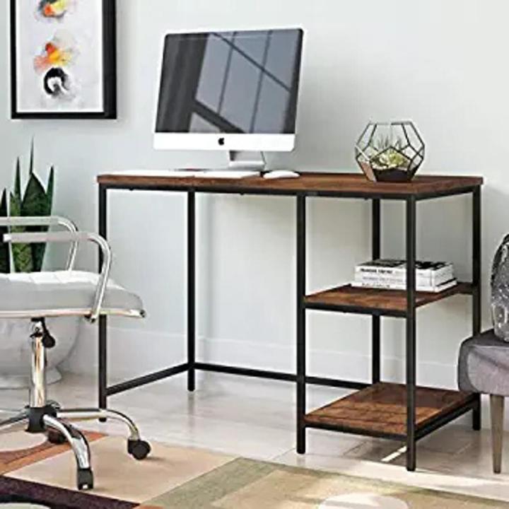 Iron Frame Solid Wood Study Table for Students Office Desk Computer ...