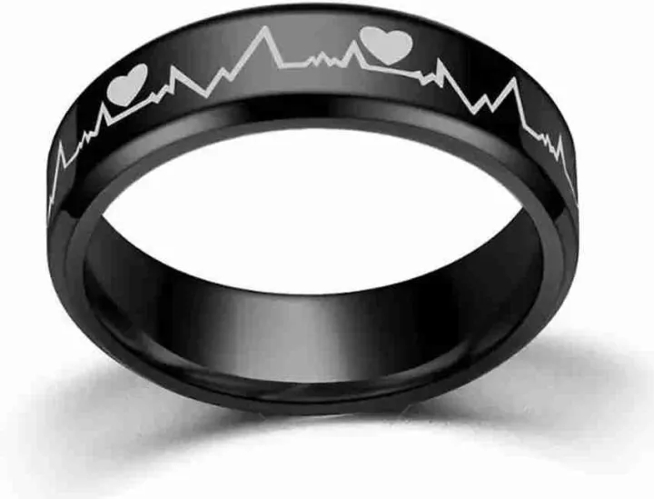 Heart Beat Rings For Men and Women Electrocardiogram Stainless Steel ...