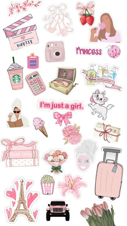 Pink Aesthetic Sticker Pack – (Uncut A6 Size | 15x10cm) | Stickers for ...