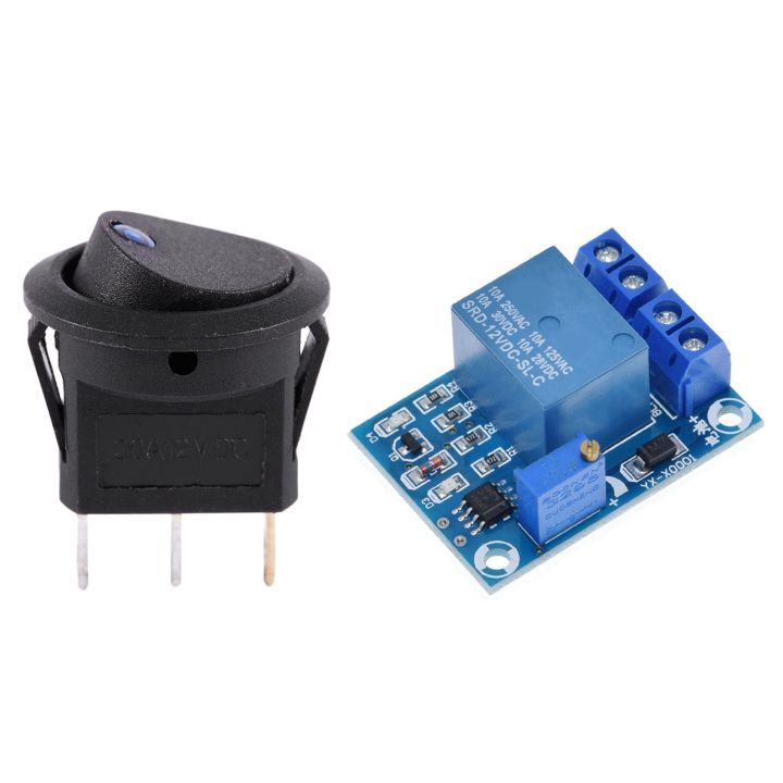 12V LED Inverter Rocking Rocker Switch ROUND SPST Blue with -X0001 DC ...