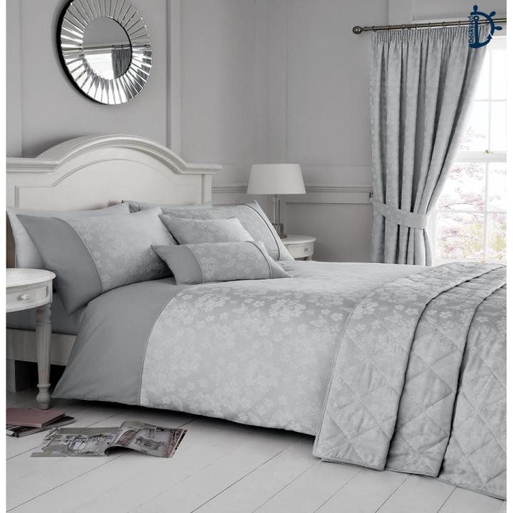 DOCKYARD Cherry Blossom Silver Grey Quilt Cover Set 3 Pcs Bed Set ...